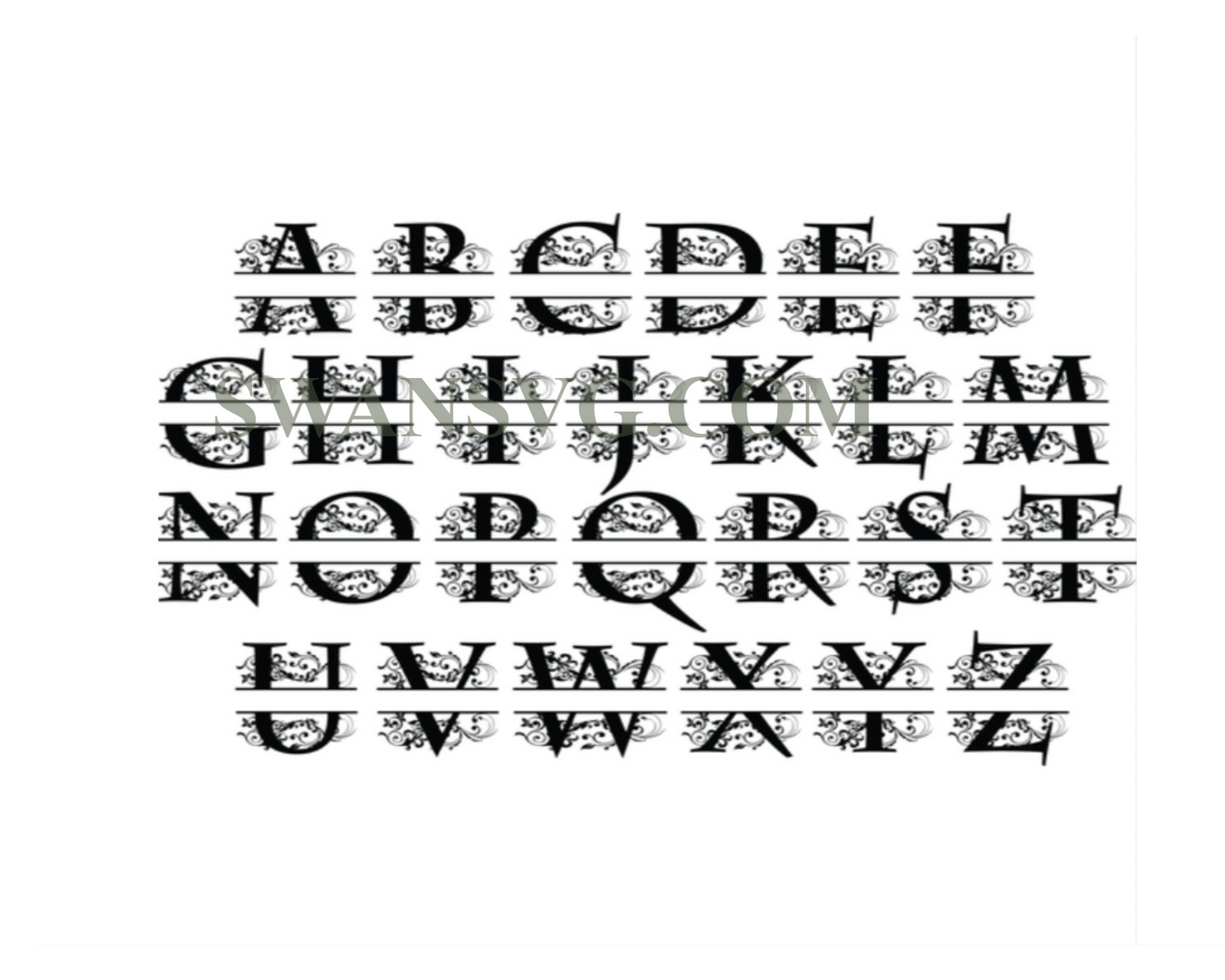 SPLIT MONOGRAM Alphabet SVG, Split Monogram Letters – SwanSvg