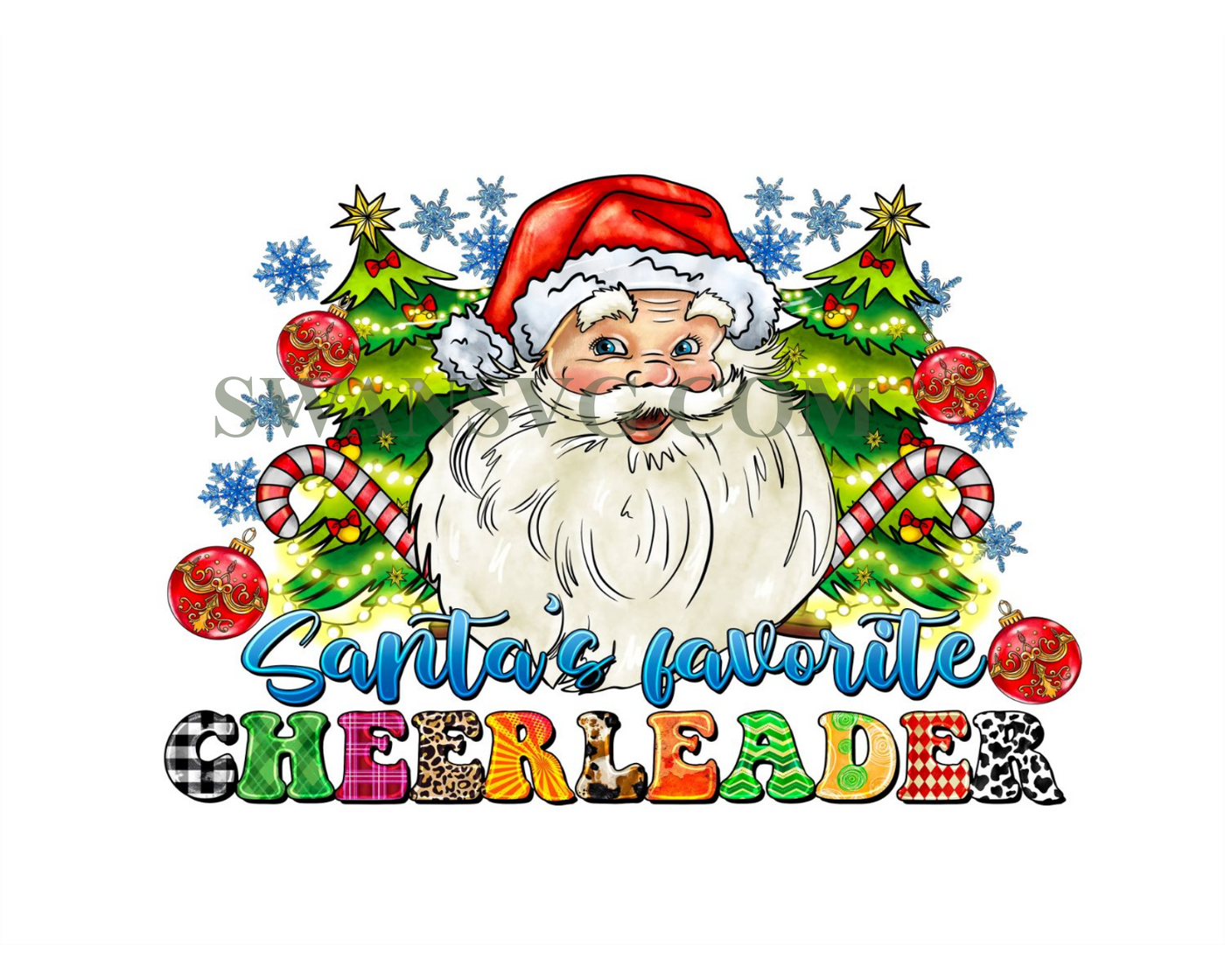 Santas Favorite Cheerleader Png Sublimation Swansvg